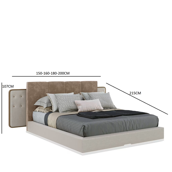 Buy Now Stylish Bed in Soft Fabric and Leather Look – Lugar Nefertiti